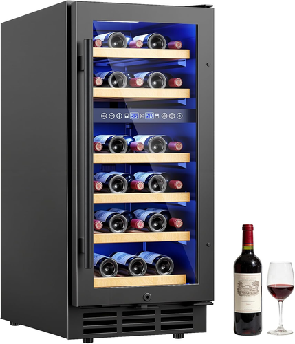 15 Inch Wine Cooler Refrigerator, 28 Bottle Dual Zone Wine Fridge, Uv ...