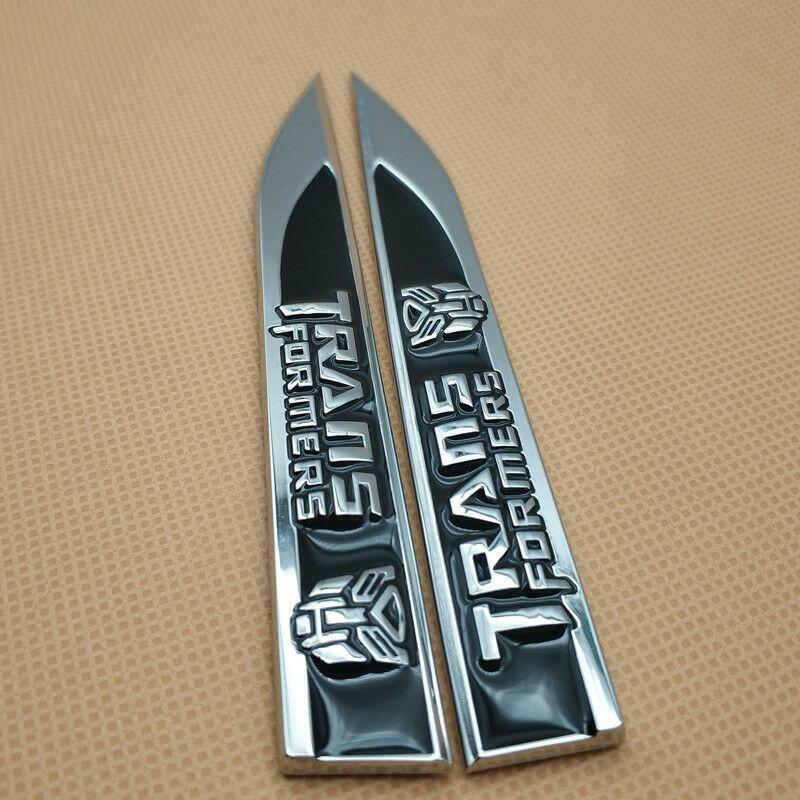 2Pcs Car Emblem Metal Black Transformers Autobot Logo Side Fender Badge ...