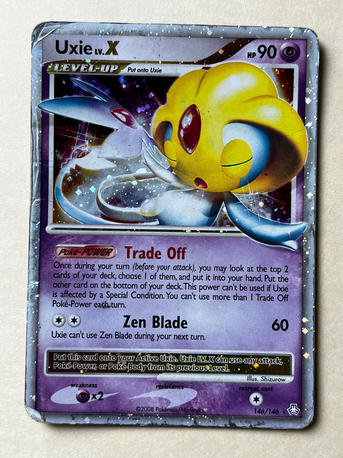 Uxie Lv.X #146 Legends Awakened Pokemon Ultra Rare Holo Card 2008 DMG 4 ...