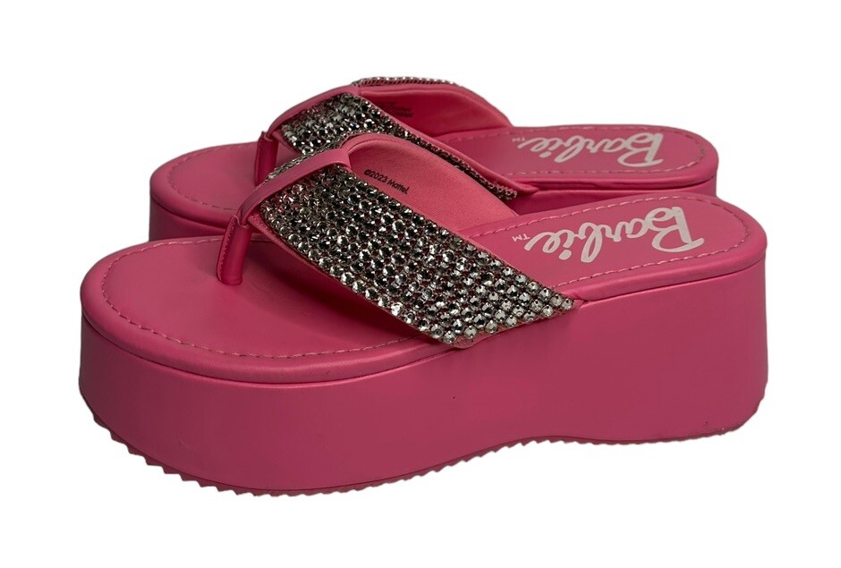 Forever 21 Barbie Rhinestones Wedge Platform Sandals PINK Womens Size 8 ...
