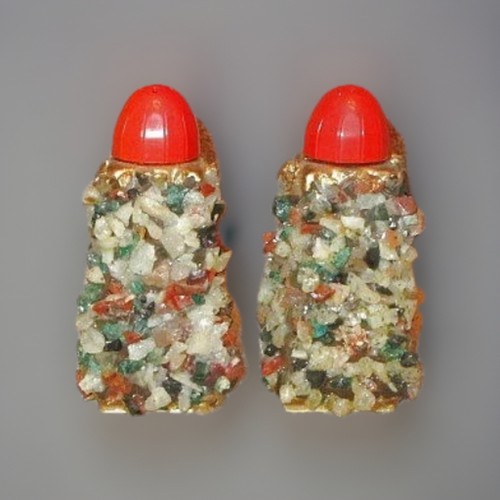 Vtg Gemstones Salt & Pepper Shakers Set Of 2 Crystals Minerals Gilt 3D ...