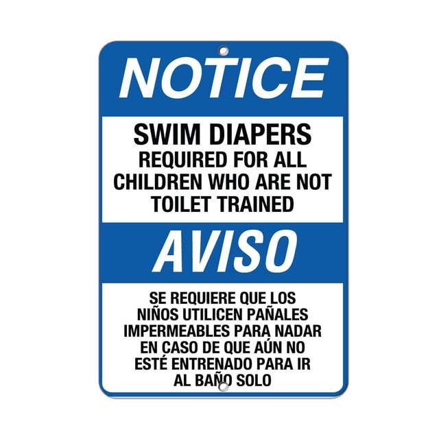 Vertical Metal Sign Multiple Sizes Swim Diapers Required Toilet ...