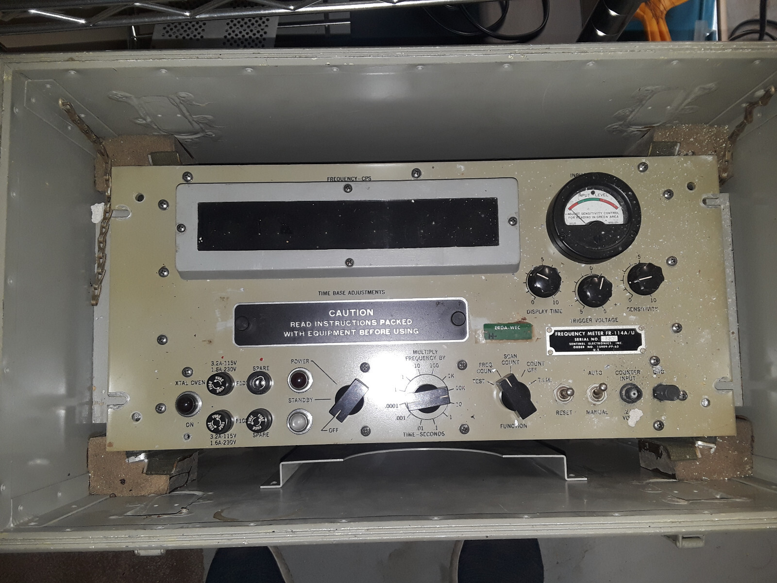 Military Frequency Meter FR-114A/U Sentinel Electronics Inc. 6844 NIXIE ...