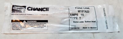 Hubbell Chance Fuse Link 15 Amp M15TA23 Type T Removable Button Head ...