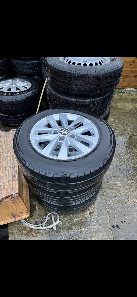 GENUINE VW VOLKSWAGEN T6 HIGHLINE 16" CLAYTON ALLOY WHEELS T5 VAN T6.1 ...