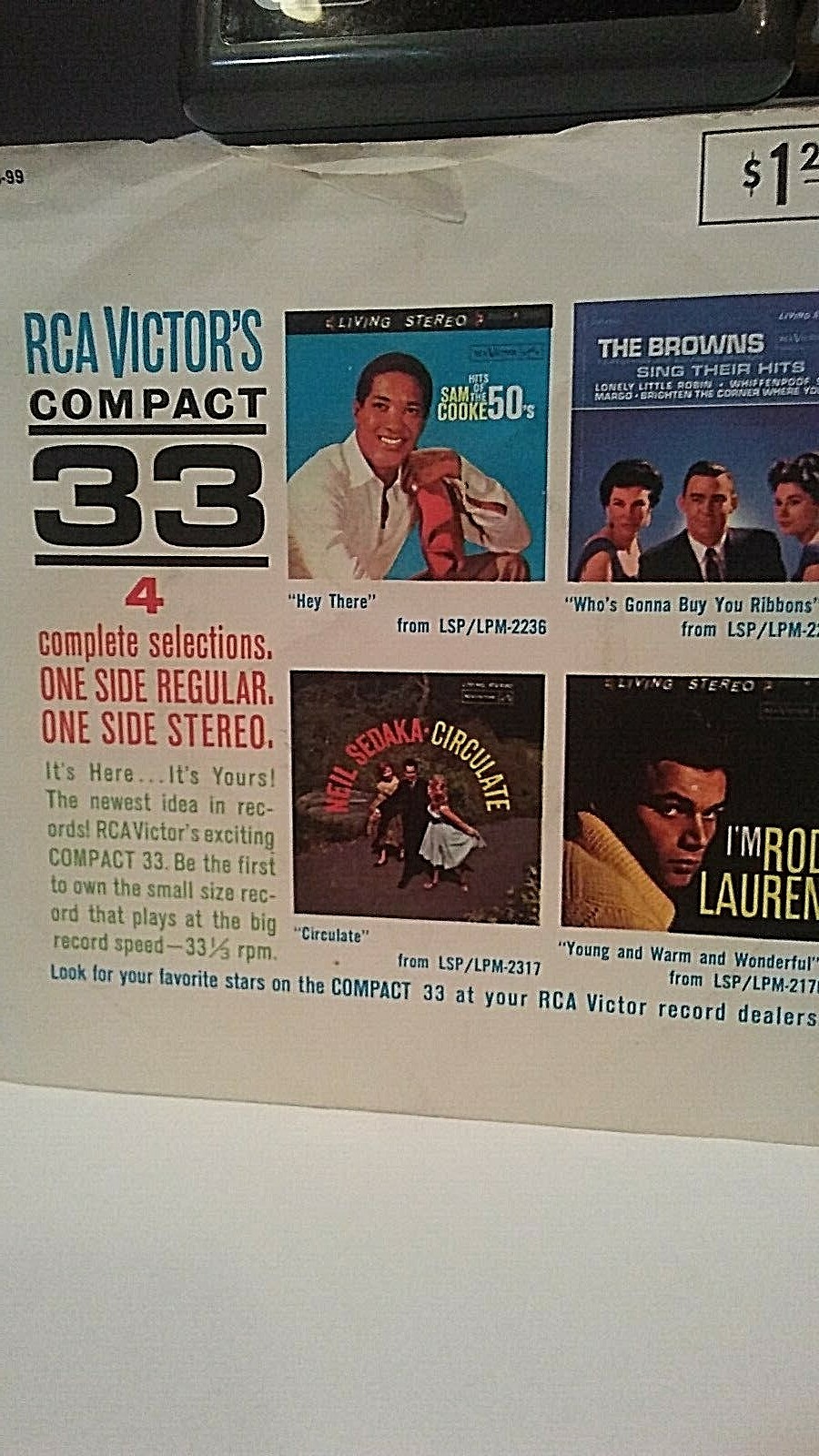 RCA VICTOR COMPACT 33 RPM Vinyl: 7" Record - Sam Cooke, Neil Sedaka ...