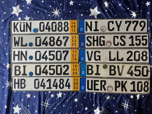 Germany Euro Stars & Temporary License Plate Lot - 10 different cities ...