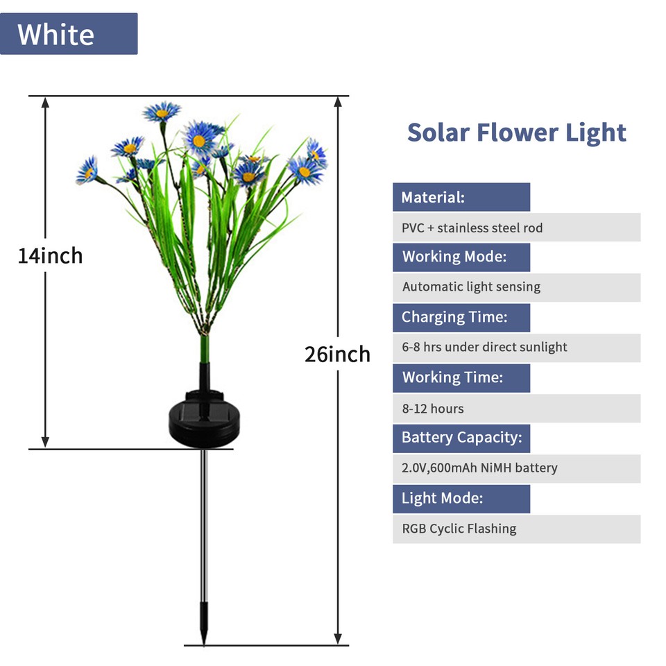 Solar Garden Flower Light LED Daisy Lamp Outdoor Patio Yard Stake Lamp ...