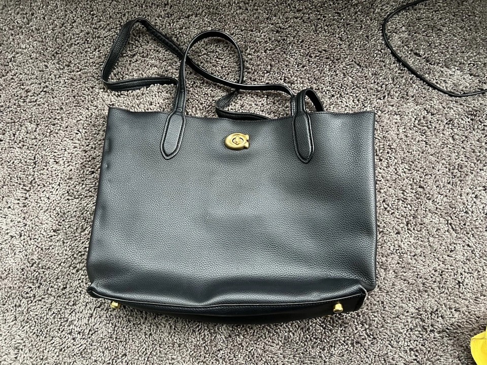 Coach Willow Black Pebble Leather Work Tote Double Handle Bag | eBay