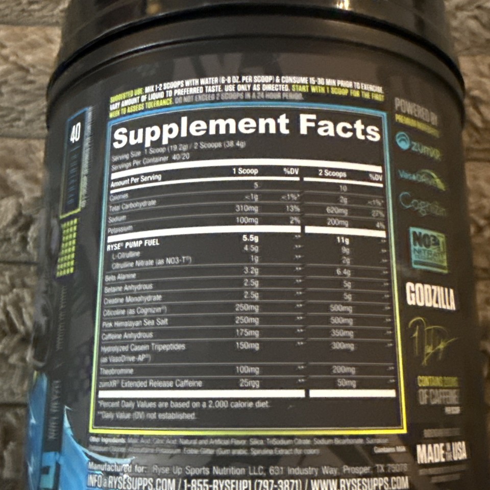 RYSE - GODZILLA Pre-Workout 40 Servings Monsterberry Lime | eBay