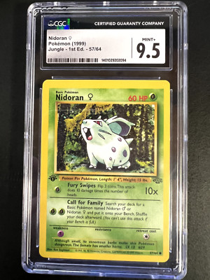 Pokemon Nidoran #55 Base Set 1st Edition 1999 - CGC 9.5 Mint+ | eBay
