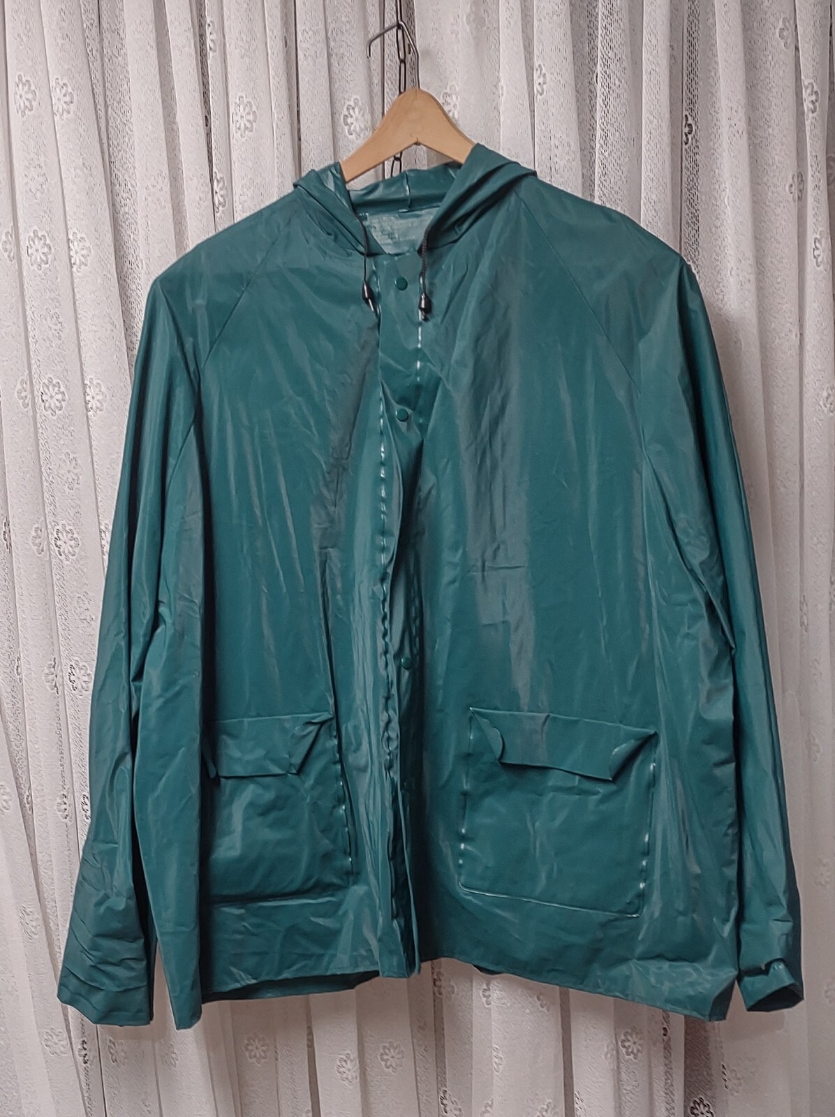 Vintage 1993 Avon Vinyl Raincoat Slicker Jacket Women's XL Green | eBay