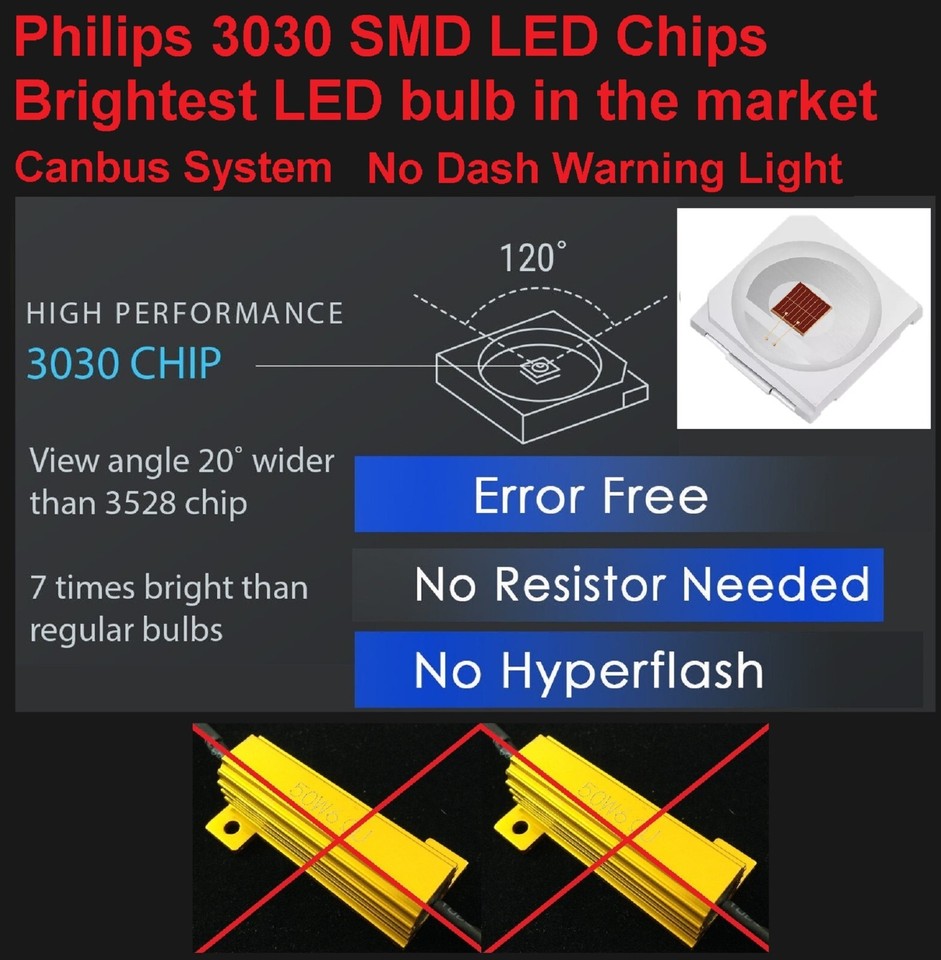 Hyper Flash Free LED Light 3757 Red Two Bulbs Brake Stop Tail Replace ...