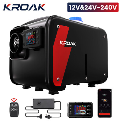 KROAK® 5KW-8KW bluetooth Diesel Air Heater 12V 24V W/ 240V Adapter ...