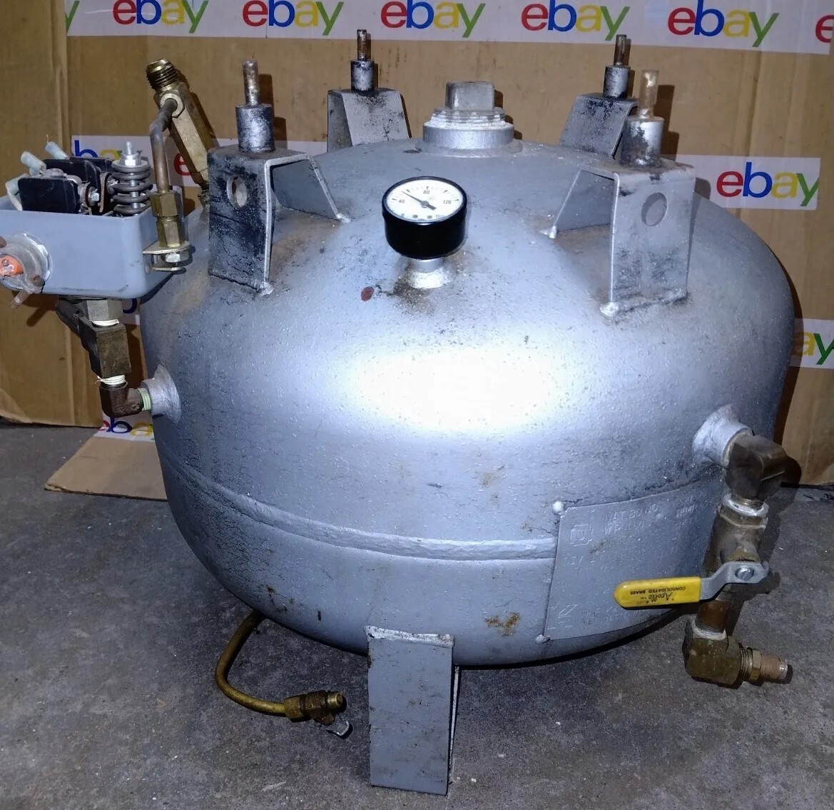 VINTAGE 70's KARGARD Air Compressor 10 GALLON TANK W Valves & Gauges ...