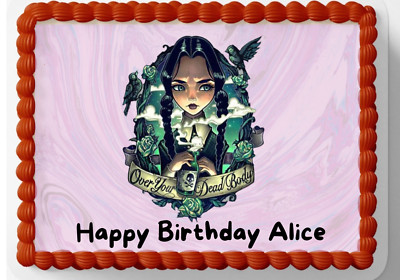 Goth Girl Wednesday Dancing Queen Adams Edible Cake Topper Sticker ...