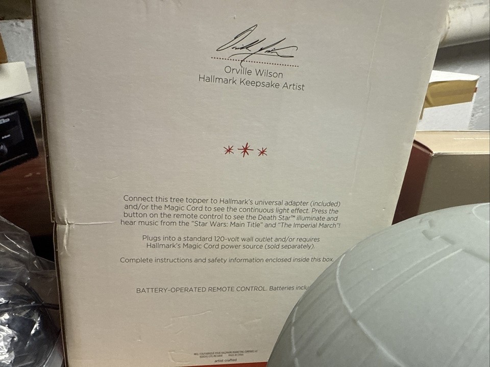 Hallmark Keepsake Death Star Tree Topper With Remote, Magog Cord And ...