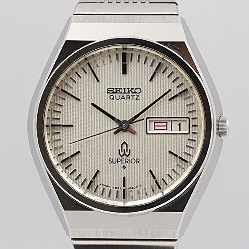Seiko Superior 4883-8100 Quartz Day-Date Silver Dial 1.65inch Case Rare ...