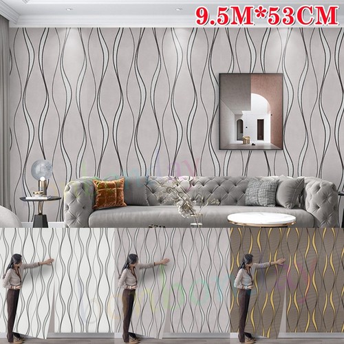3D Wave Stripe Wallpaper Curve Feature Wall Paper Roll Living Room ...