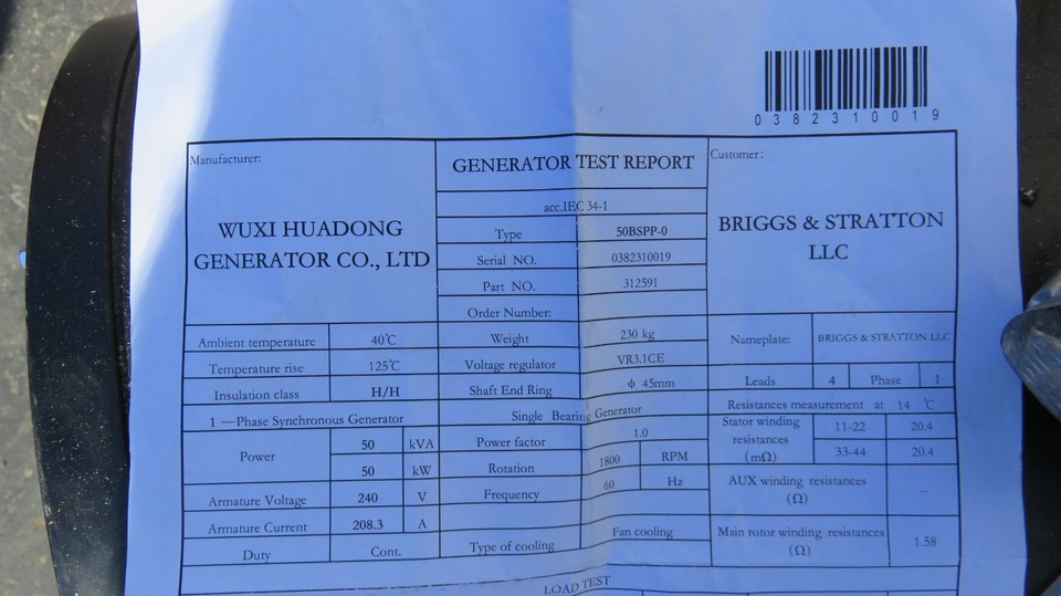 50kW Alternator Generator Head 50BSPP-0 Briggs & Stratton 1 phase | eBay