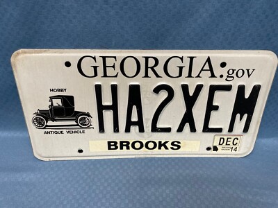 Georgia Hobby Antique Vehicle Brooks County License Plate "HA2XEM" | eBay