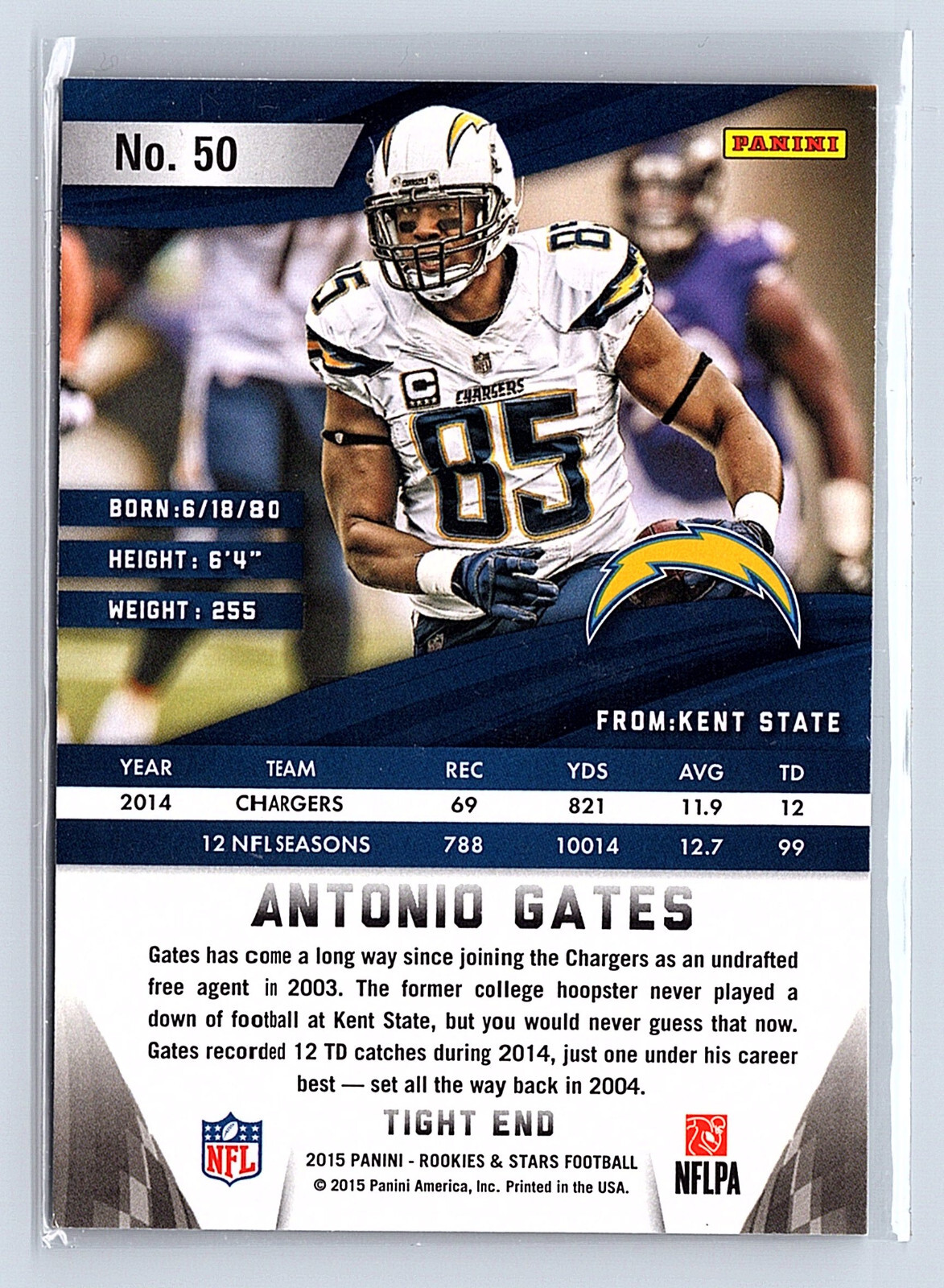 2015 Rookies and Stars Longevity Football Card #50 Antonio Gates | eBay