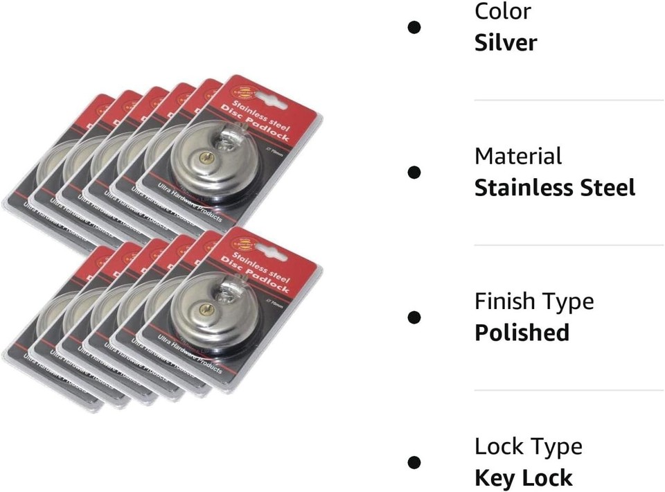 Wholesale Lot- DISC PADLOCK 70mm Steel Armor Storage Trailer Round PC ...