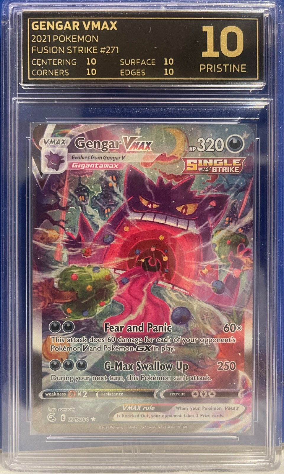 GENGAR VMAX 271/264 Fusion Strike Pokemon 2021 tcg OCE - Black Label ...