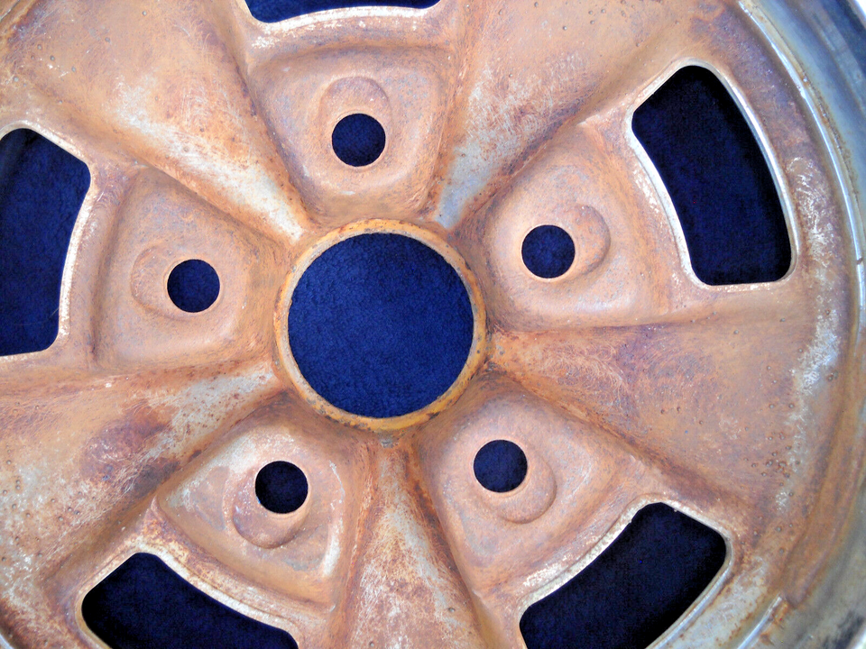 VINTAGE STEEL 14"x8" APPLIANCE PLATING CHROME 5-SPOKE MAG WHEEL. 5 x 4 ...