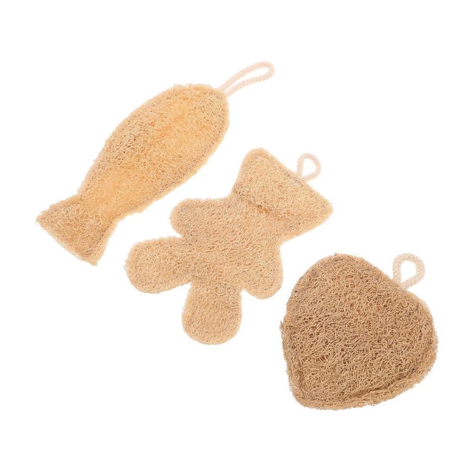 3pcs Natural Loofah Sponge Exfoliating Body Scrubber: Shower Loofahs ...