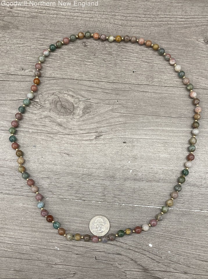 Unmarked Tests 10K Yellow Gold Findings Earth Tone Agate Stone Necklace ...