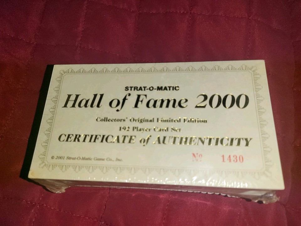 STRAT-O-MATIC HALL OF FAME 2000, 192 PLAYER CARD SET, SEALED, COA, NO ...