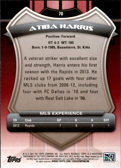 Atiba Harris 2013 Topps MLS Card #70 | eBay