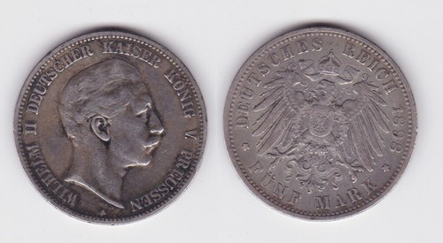 5 Mark Silbermünze Preussen Wilhelm II 1898 A Jäger 104 (137618) | eBay.de