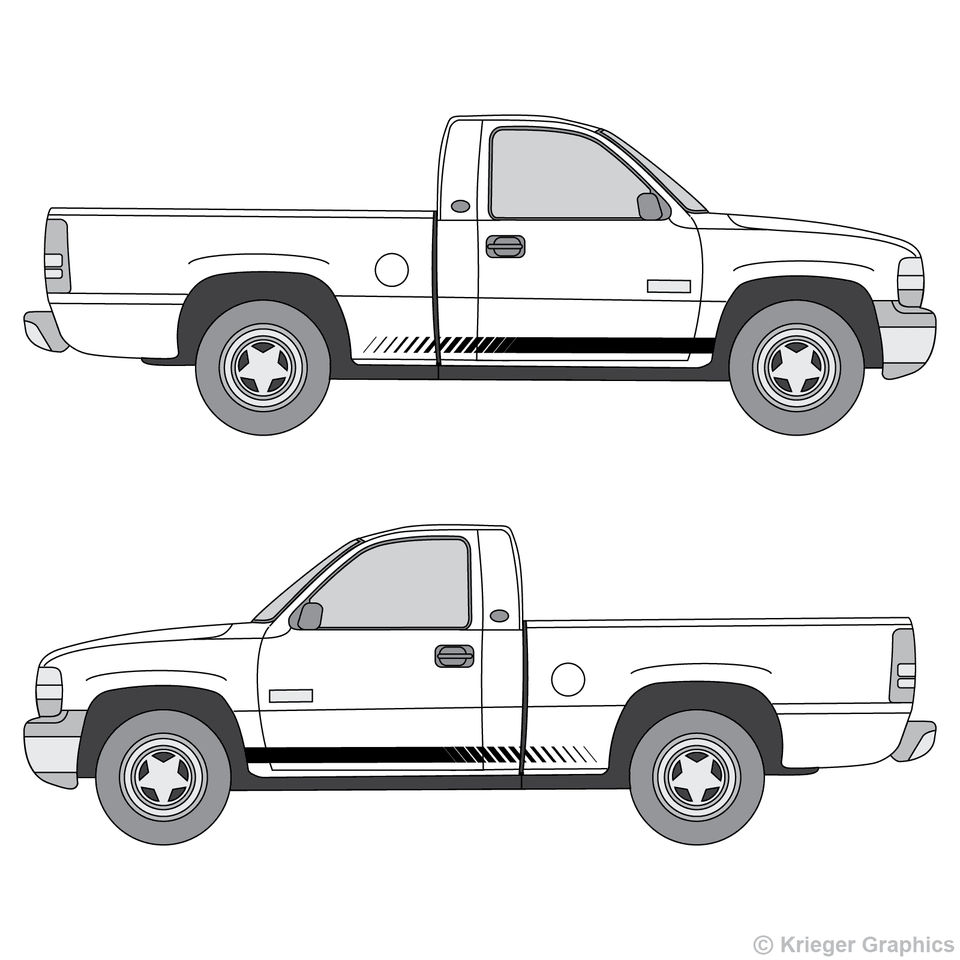 Faded Rocker Panel Racing Stripes 3M Vinyl Decals for Chevy Silverado ...