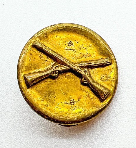 WW2 US ARMY INFANTRY PRESSED BRASS ROLLED EDGE ENLISTED COLLAR DISK ...