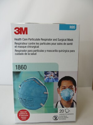 (2) New 3M 1860 N95 Surgical Particulate Respirator Face Masks 20 each ...