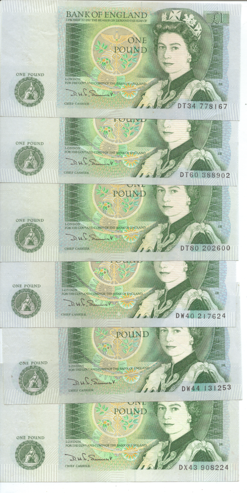UNITED KINGDOM - 6x EF ONE POUND BANK NOTES | eBay Australia
