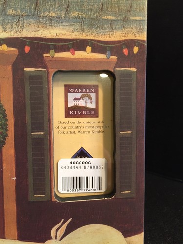 B60) NEW Warren Kimble Christmas Snowman & House Family Picture Frame ...