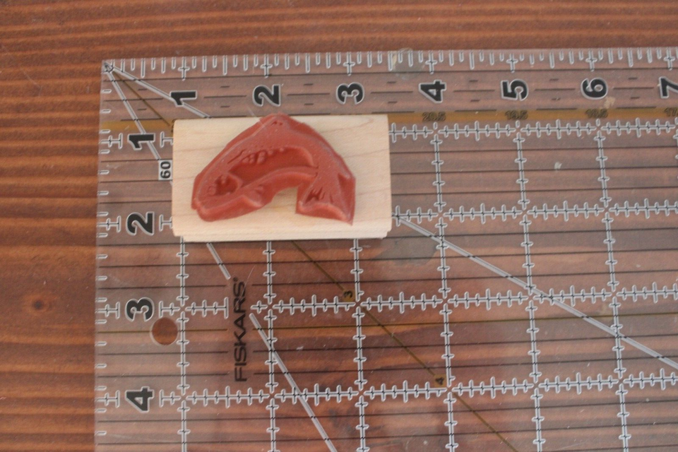 STAMPIN UP Wood Rubber Stamp Animal Fish Trout Small River Fishing ...