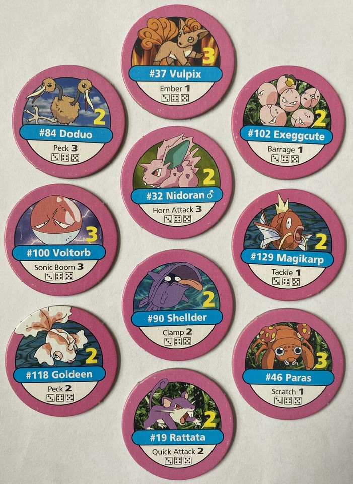 1998 Pokemon Master Trainer Board Game - Pink Pogs Mint - Lot Of 30 | eBay