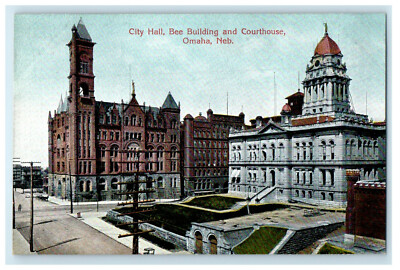 c1910s City Hall, Bee Building and Courthouse, Omaha Nebraska NE ...