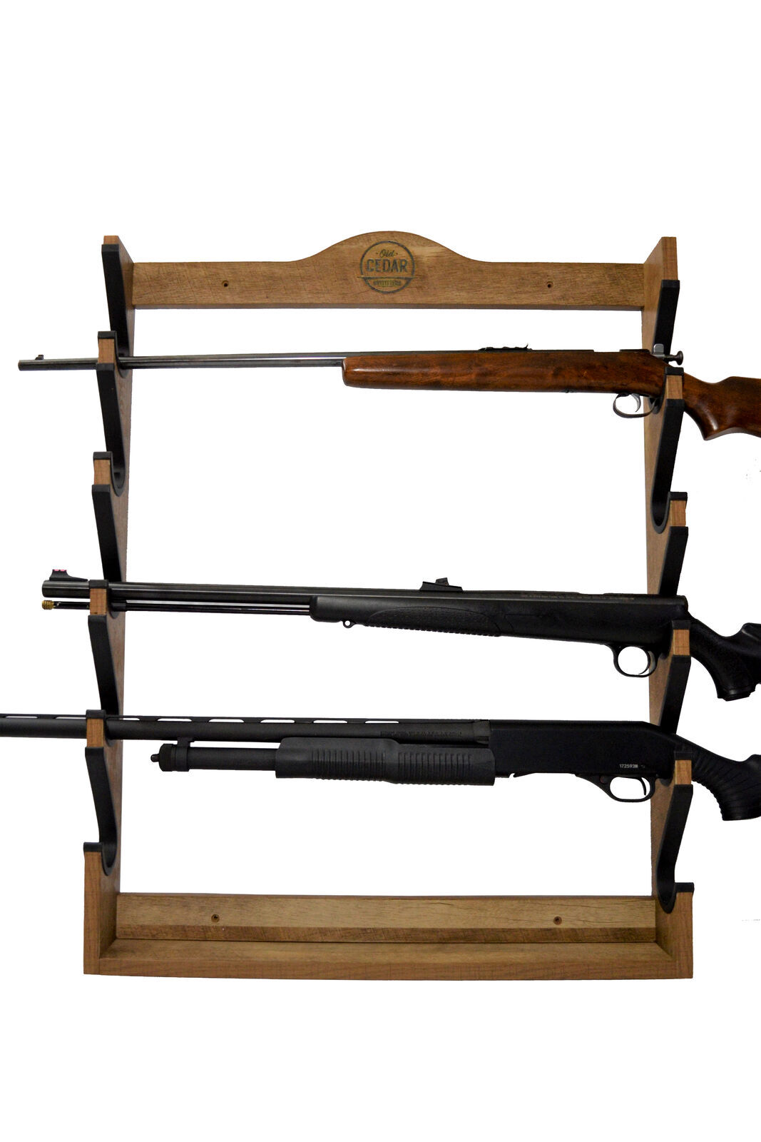 Distressed 5 Gun Wall Rack W/Shelf Gun Storage Rifle Shotgun Display ...