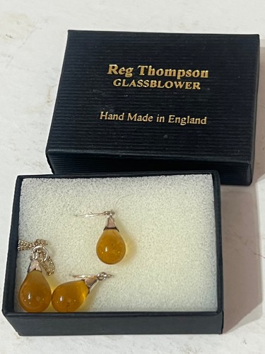 Vintage Necklace & Earrings By Reg Thompson Glass Blower Hand Made in ...