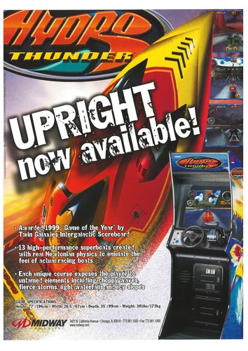 Hydro Thunder Upright Video Arcade Flyer / Brochure / Ad | eBay