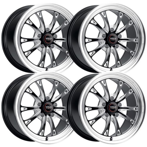 (Set-4) WELD Belmont Drag 15x10 5x4.75 Black 45mm wheels rims 15 Inch ...