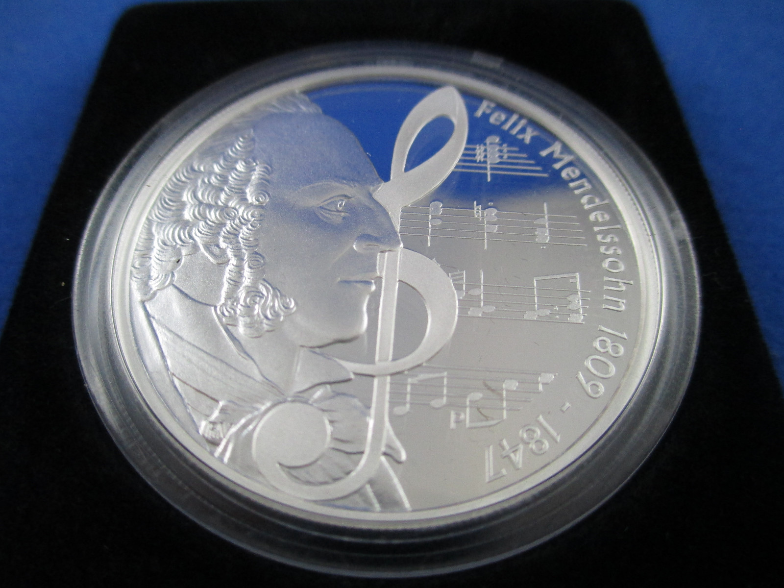 2009 $1 GREAT COMPOSERS 1oz SILVER PROOF COIN. FELIX MENDELSSOHN ...
