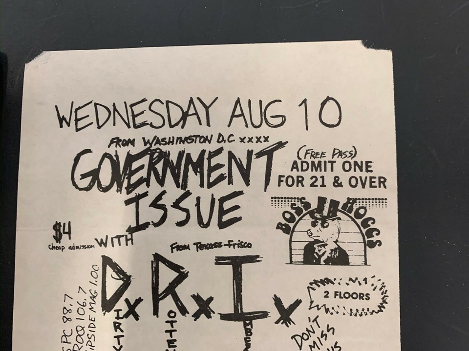 Vtg Punk Concert Flyer Government Issue DRI Wilful Neglect Los Angeles ...