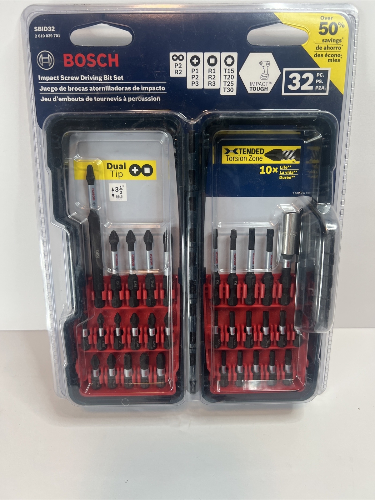 NEW BOSCH 32pc. Impact Screw Driving Bit Set Extended Torsion Zone ...