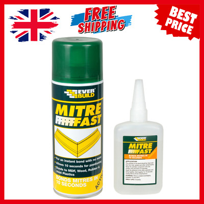 Mitre Bond Adhesive Kit 50g Glue + 200ml Activator Fast Super Glue Set ...